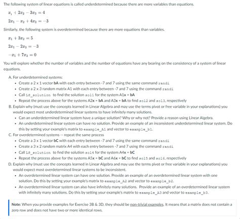 Solved The Following System Of Linear Equations Solutioninn