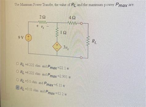 Solved Use Maximum Power Transfer The Value Of R₁ And The