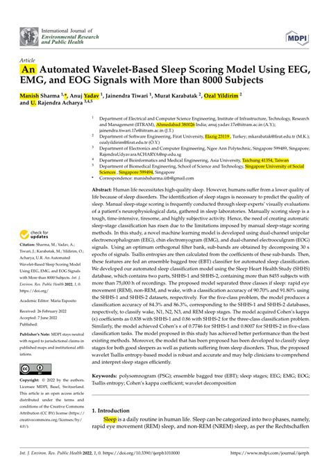 Pdf An Automated Wavelet Based Sleep Scoring Model Using Eeg Emg