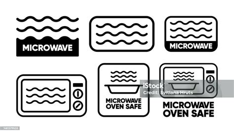 Vetores De Microondas Ícones Lineares Planos Rótulos Para A Segurança