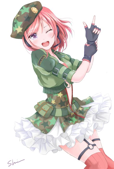Safebooru 1girl D Beret Camouflage Camouflage Skirt Fingerless