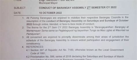 Conduct Of Barangay Assembly 2nd Semester Cy 2022 Official Lgu