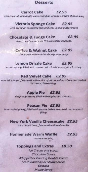 Menu At Walnuts Cafe Restaurant Sidcup 107 Main Rd