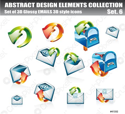 Email 3d Icon Set Stock Vector 41332 Crushpixel