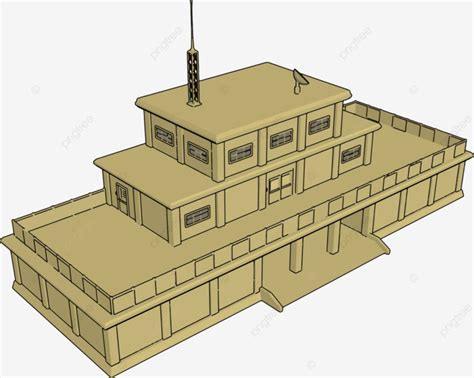 Representación 3d Vectorizada De Un Cuartel Militar Contra Un Fondo