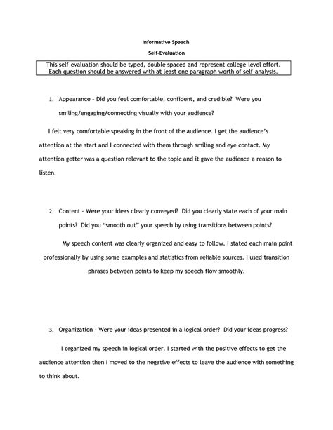 Document 19 2 Self Evaluation Speech Informative Speech Self Evaluation This Self Evaluation