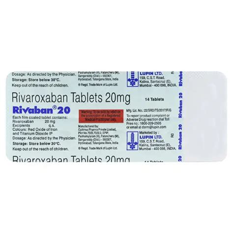 Rivaban 20mg Tablet View Usage Side Effects Price And Subtitute Egmedi