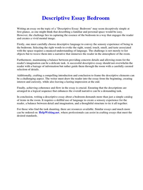Descriptive Essay Bedroom Pdf Essays