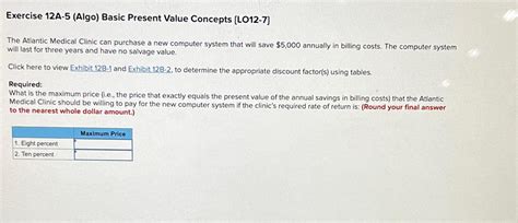 solved exercise 12a 5 algo ﻿basic present value concepts