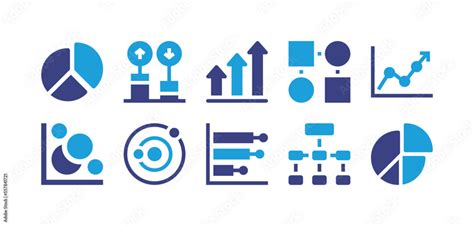 Vetor De Charts And Diagrams Icon Set Duotone Color Vector