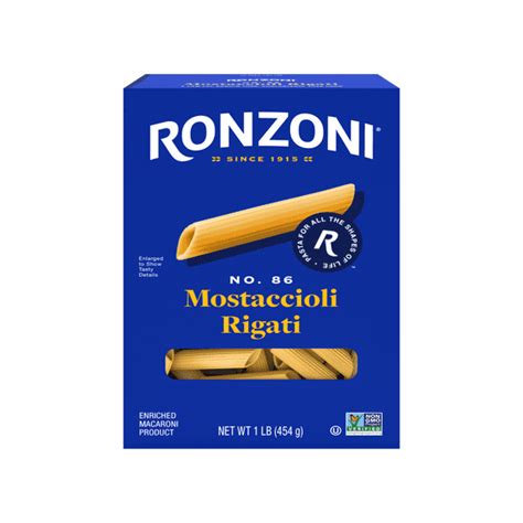 Ronzoni Mostaccioli Rigati 16 Oz Non Gmo Pasta For Thin Sauces