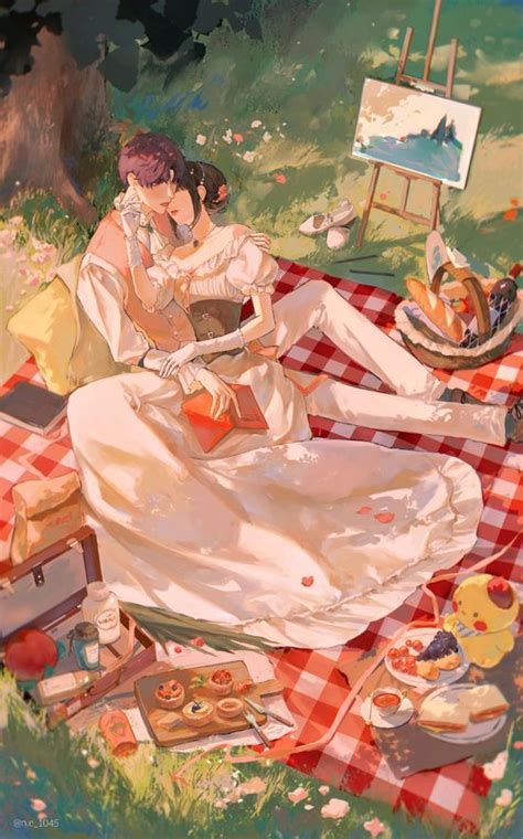 Picnic E Pcat 插画师作品 涂鸦王国 Cute Couple Art Anime Couples Anime Art Beautiful