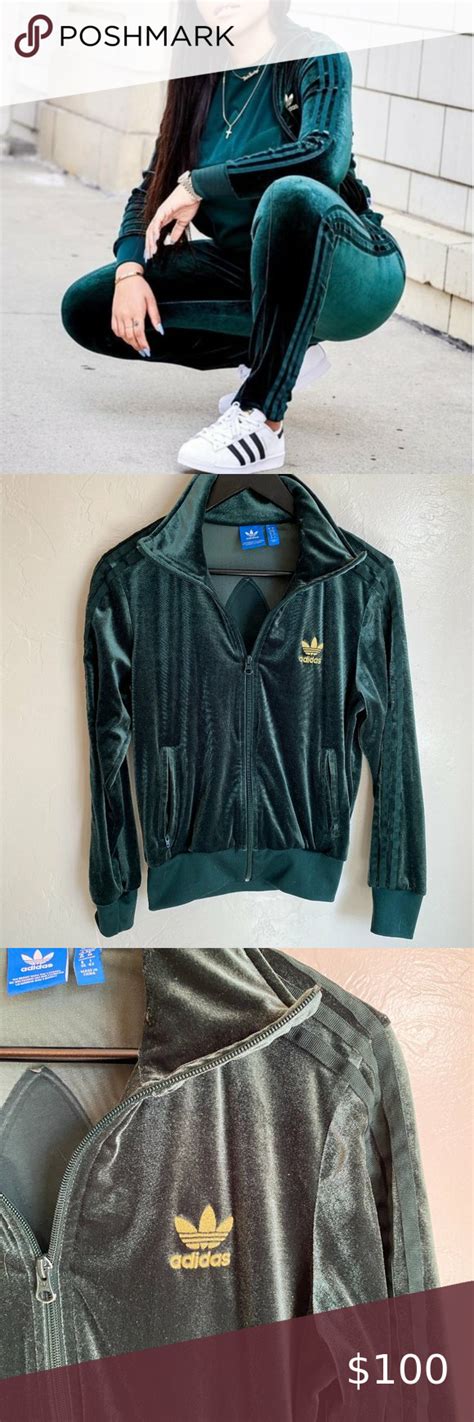 Adidas Originals Firebird Velour Tracksuit Green And Gold Velour