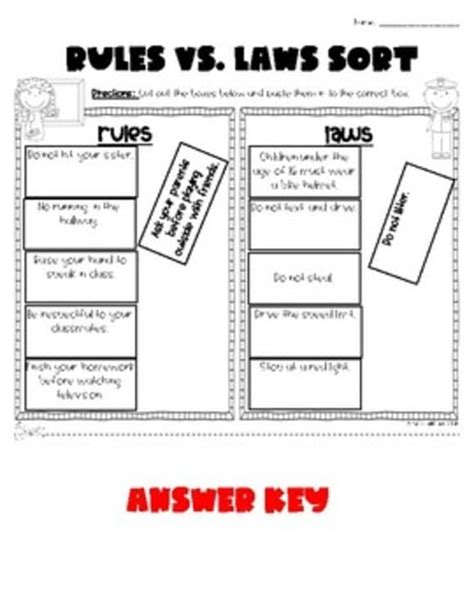 Rules And Laws Sort Printable By Miss Zees Activities Tpt
