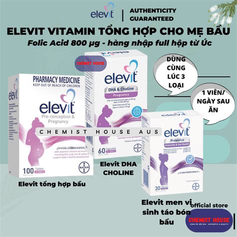 Trọn Bộ Combo Bầu Elevit Úc Elevit Hồng Vitamin Tổng Hợp Bầu Elevit