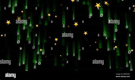 Cascading Green Binary Code Streams Spanning Frame In Digital