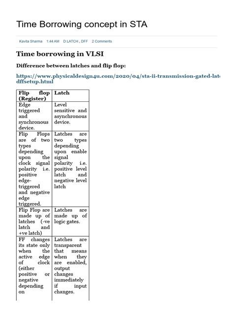 Time Borrowing Concept In Sta Vlsi Physical Design For Freshers