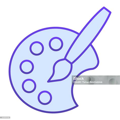 미술 팔레트 플랫 아이콘입니다 예술적인 브러시와 화가 색상 팔레트입니다 예술가 교육 벡터 디자인 개념 흰색 배경에 그라데이션 스타일 픽토그램 개념에 대한 스톡 벡터 아트 및