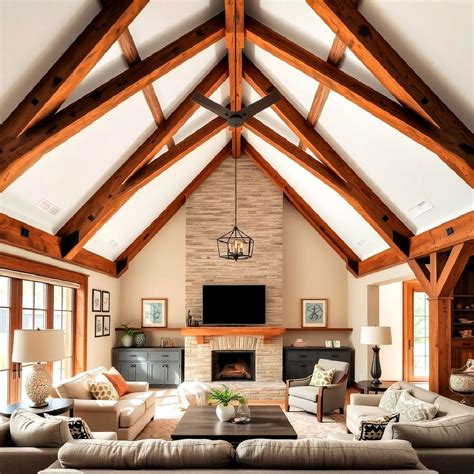 Elegant Vaulted Ceiling With Exposed Rafters Design And Inspiration