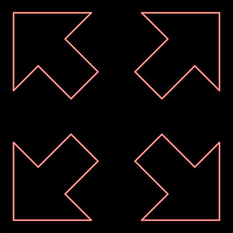 Neon Four Arrows Pointing To Different Directions From The Center Icon Red Color Vector