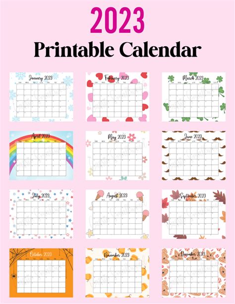 Cute Free Printable Monthly Calendar 2023 Cassie Smallwood