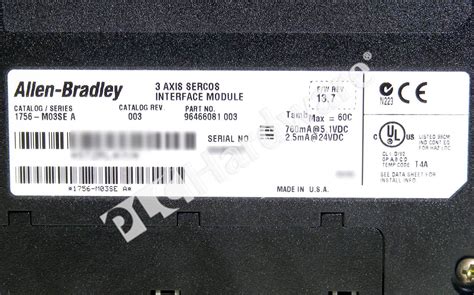 Plc Hardware Allen Bradley 1756 M03se Series A Used Plch Packaging