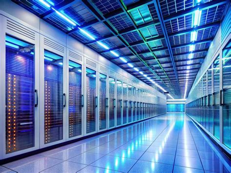 A Gleaming Interior Of A Modern Data Center Hightech Infrastructure And