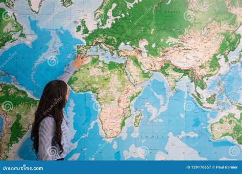 Woman Teaching Geography In World Map Stock Image Image Of Executive Female 129176657