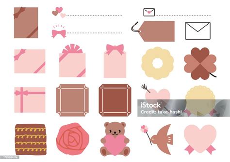 Simple Cute Frame Set For Valentines Day Stock Illustration Download