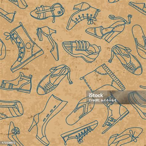 Seamless Pattern With Woman Shoes Stock Illustration Download Image