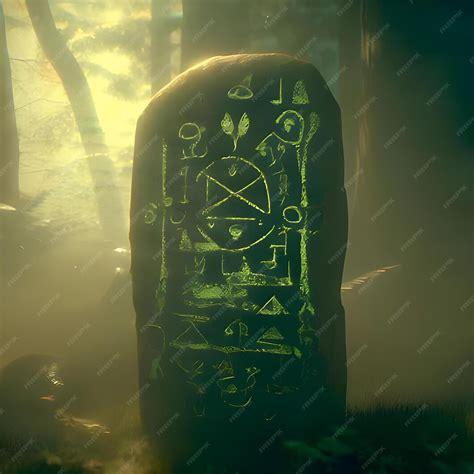 Premium Ai Image An Ancient Cryptic Artifact In Forest With Faint Symbols