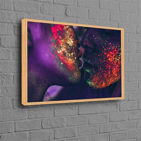 Kissing Couple Wall Art Sexy Wall Art Sensual Couple Art Canvas