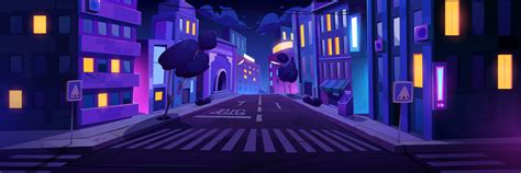 City Street With Crossroad At Night Intersection 16263069 Vector Art