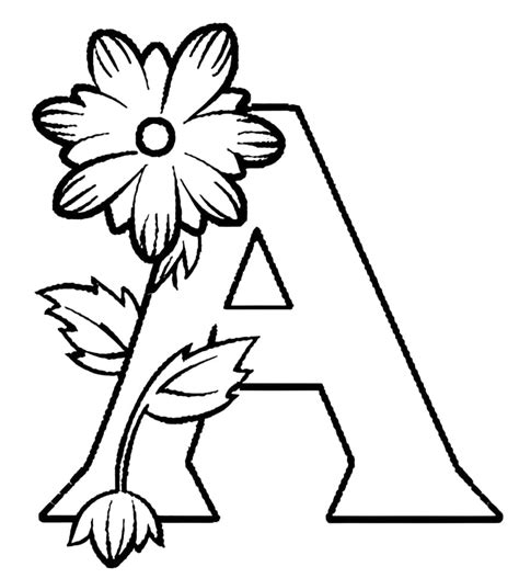 Alphabet With Flowers Coloring Pages Coloringlib