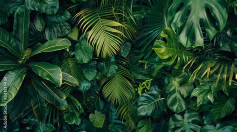 An Expansive Canopy Of Tropical Leaves Creating A Dense Green Texture