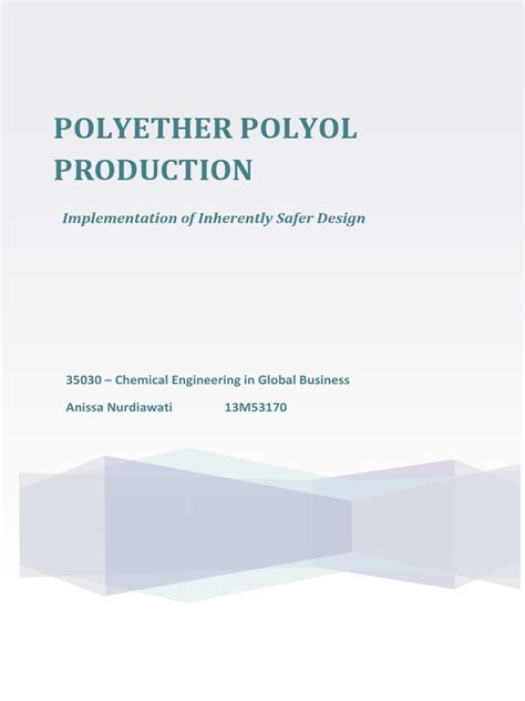 Polyether Polyol Production Assignment Pdf Polyurethane Chemical