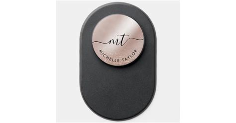 Minimalist Modern Simple Monogram Blush Pink Popsocket Zazzle