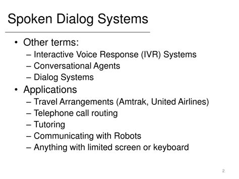 Ppt Spoken Dialog Systems Powerpoint Presentation Free Download Id