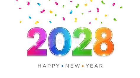 Colorful 2028 New Year Celebration Graphic With Confetti Isolated On