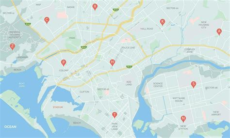 Urban Detailed Map Vector Illustration Of City Map With Beach Port