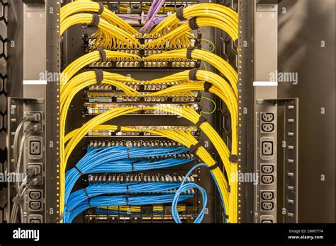 Rack With Power Sockets On A Side Multiple Switches And Routers With Tidily Patched Network Rack With Power Sockets On A Side Multiple Switches And Routers With Tidily Patched Network