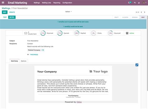 odoo mass mailing reviews 2025 details pricing and features g2