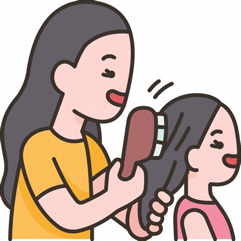 Brushing Hair Mother Daughter Care Icon Download On Iconfinder