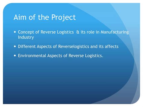 Presentation On Dissertation Optimisation Of Reverse Logistics Pptx Logistics Business