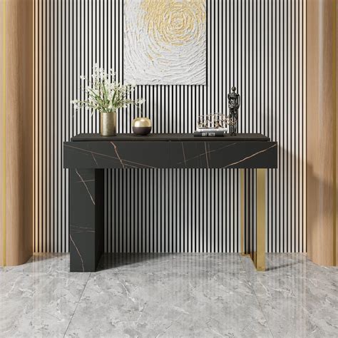 1200mm Black Console Table Modern Rectangle Accent Table For Entryway