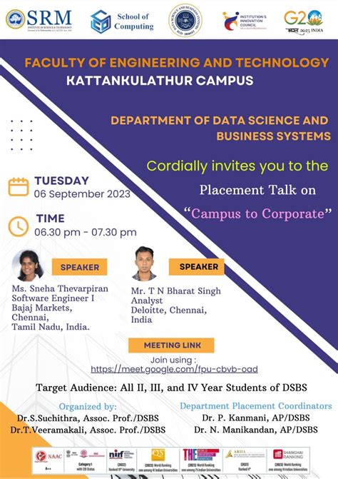 Dr R Raj Kumar On Linkedin Dsbs Placements Srmist