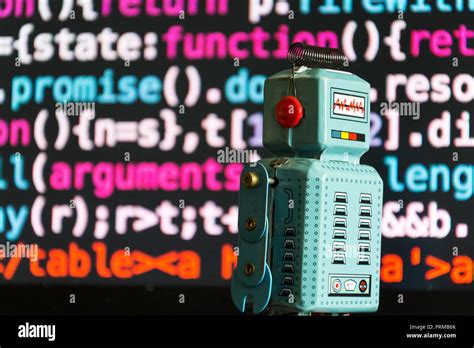 Robot With Source Code Screen Artificial Intelligence Deep Learning