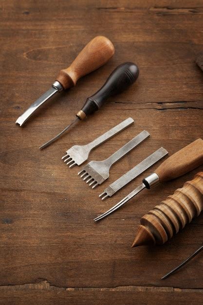 Premium Photo Composition Of Instruments For Leather Processing The