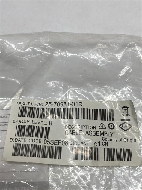 Zebra Bar Code Scanner Cable Motorola Symbol Zebra 25 70981 01r