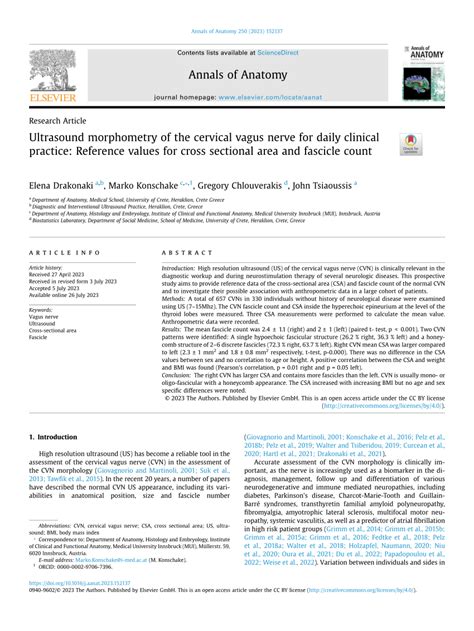 Pdf Ultrasound Morphometry Of The Cervical Vagus Nerve For Daily Clinical Practice Reference